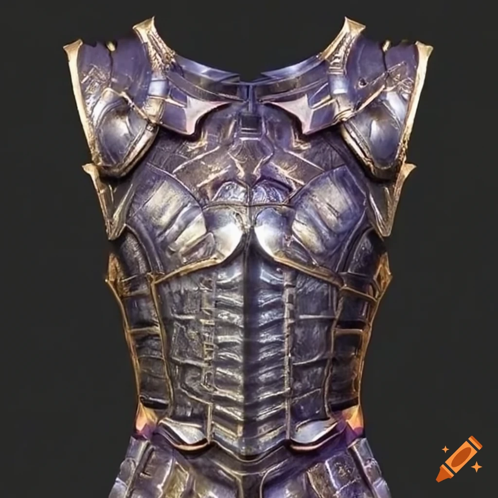 Adorned magic massive body armor front view with vertical symmetry on ...