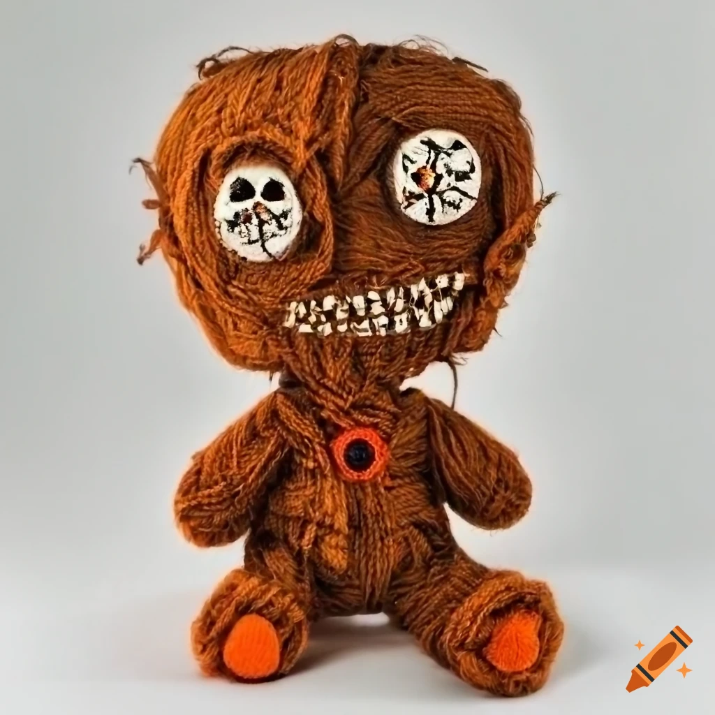 Voodoo doll inspired avatar with yarn exterior in orange and white on ...