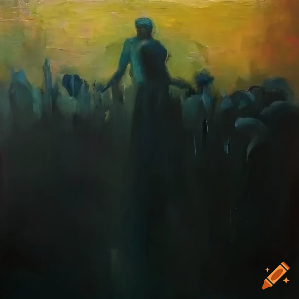 Exquisite abstract expressionist oil painting with unique lighting and ...