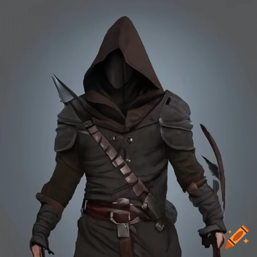 Mysterious dark hooded medieval rogue without a face on Craiyon