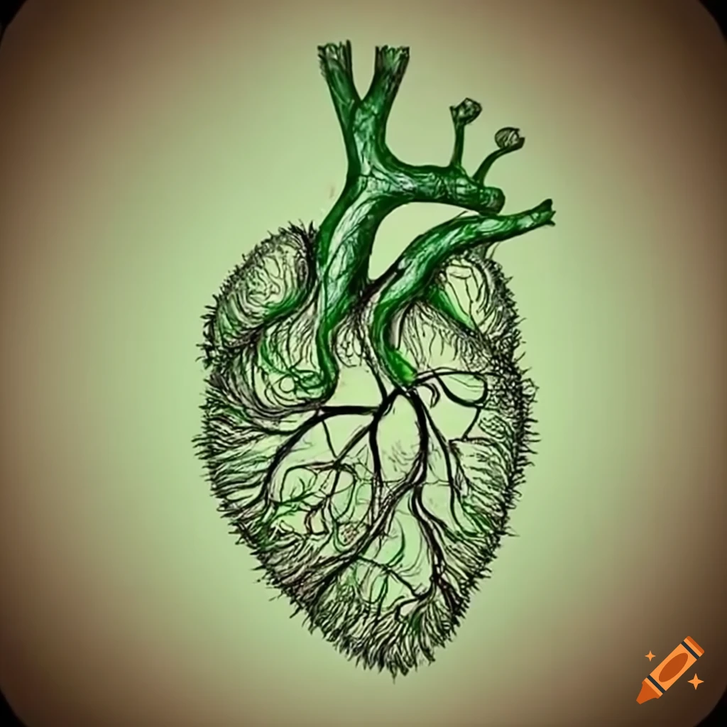 Green human heart of vines branching into lungs on Craiyon