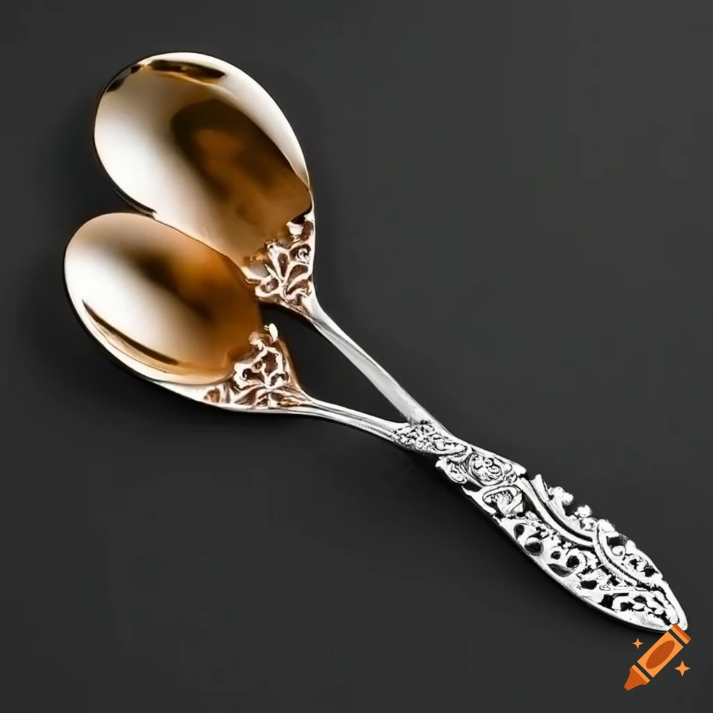 Heart-shaped tea spoons in an intricate tea setting on Craiyon