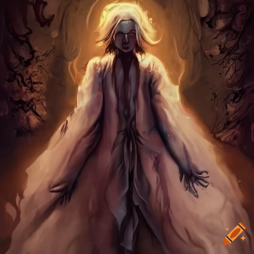 Artwork of time personified in flowing robes with cracked skin on Craiyon