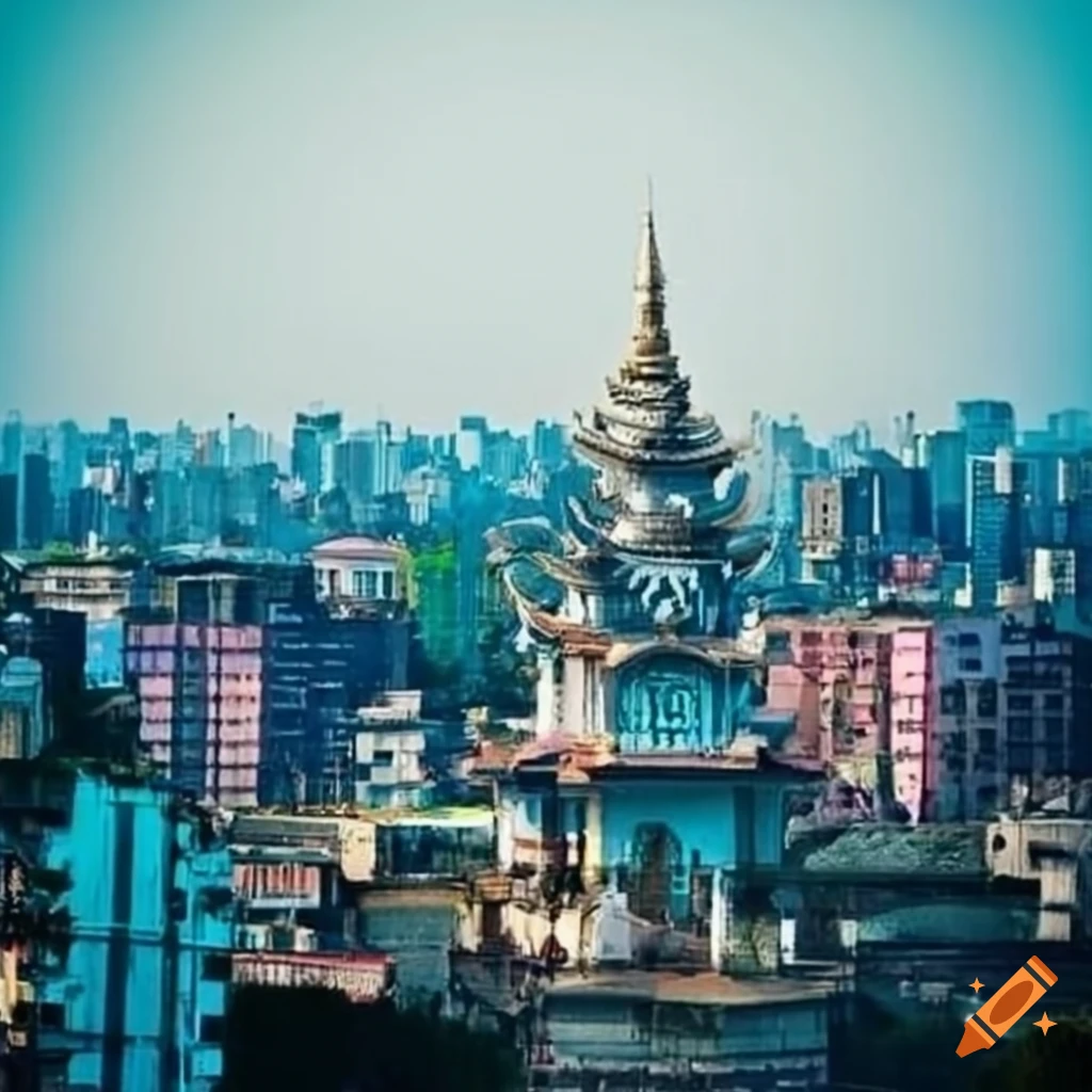 Capital of Naipuri with modern cityscape in Myanmar style on Craiyon