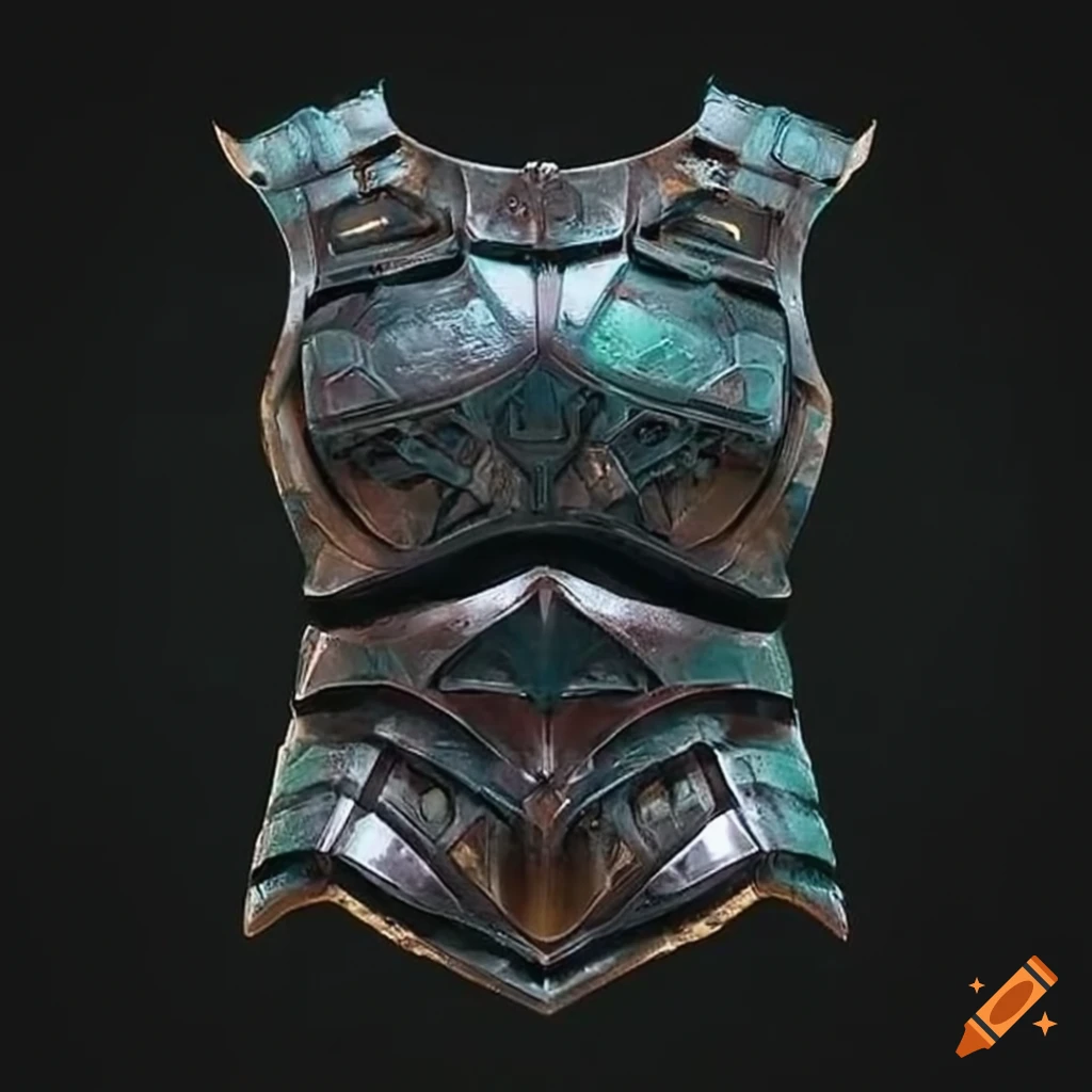 Adorned magic massive body armor front view with vertical symmetry on ...