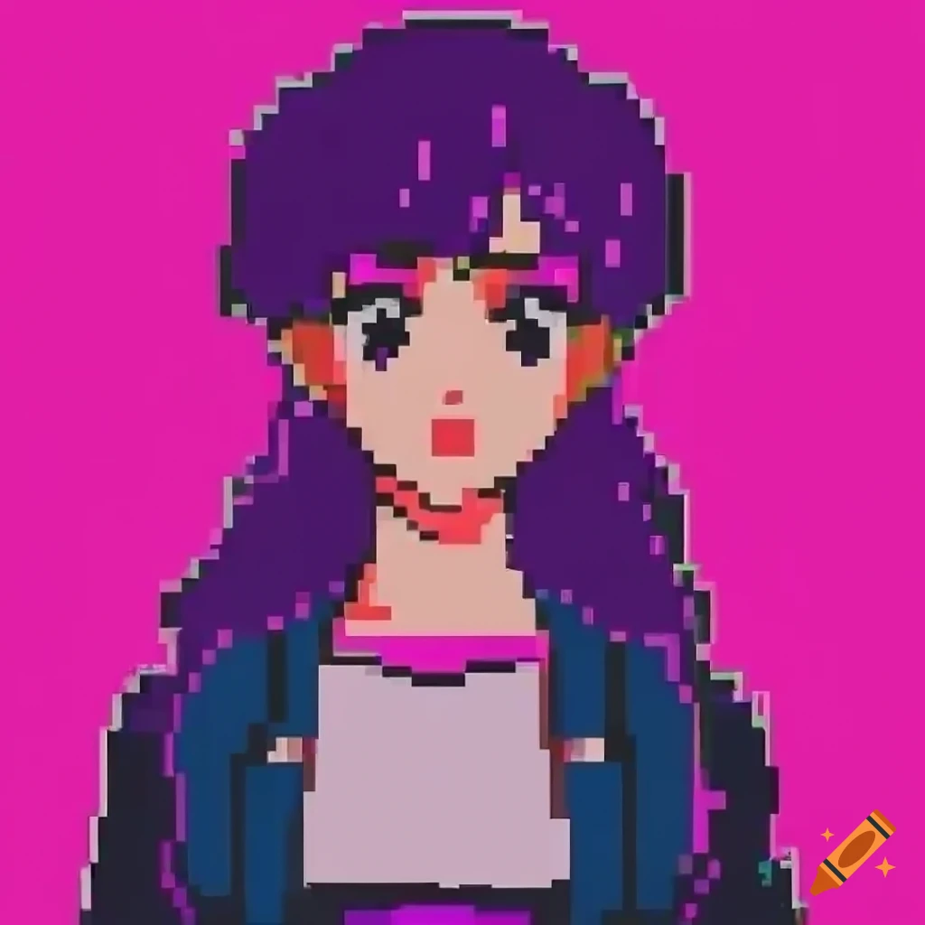 Retro 80s anime girl in pixel art at 4k resolution on Craiyon