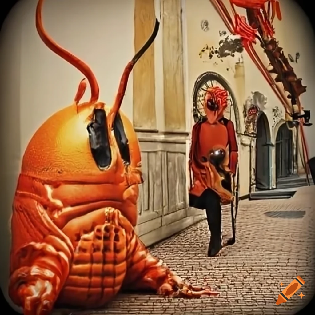 Salvador Dali walking a lobster on a leash on Craiyon