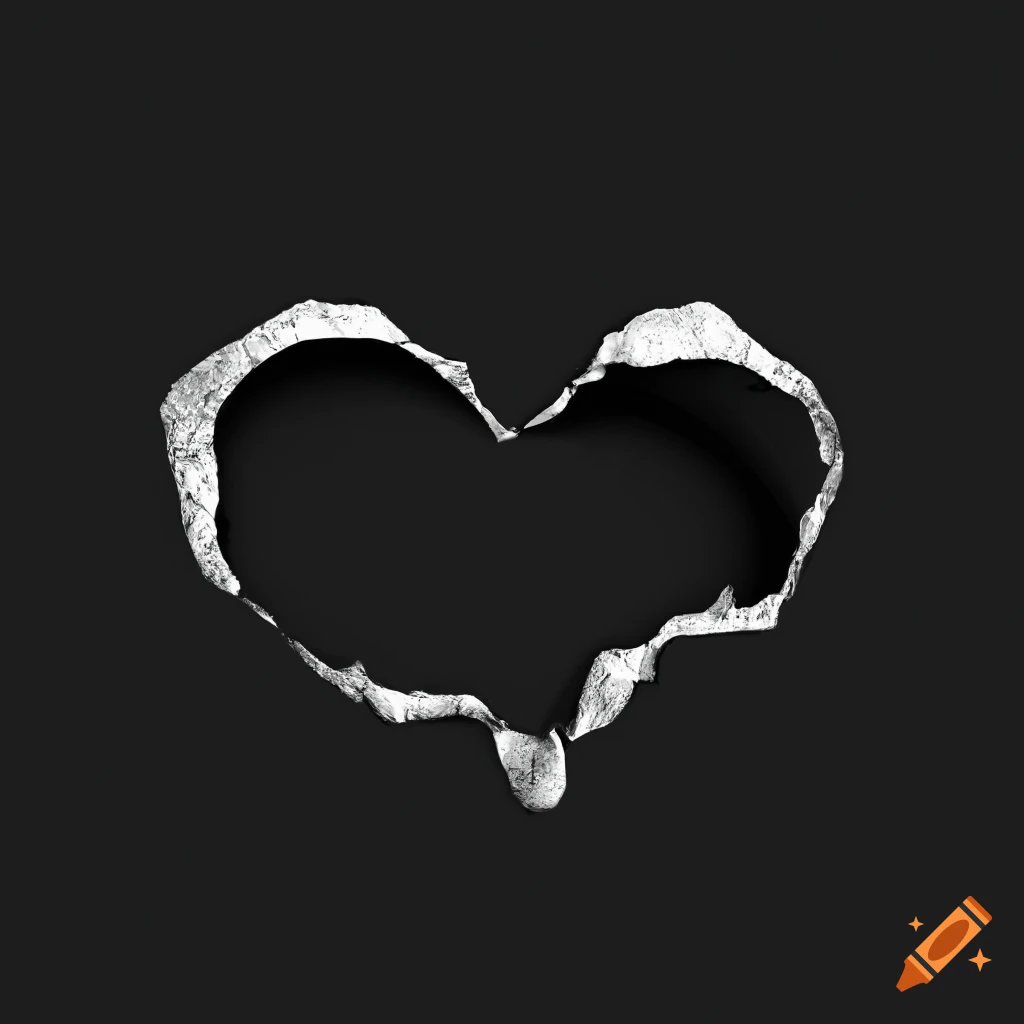 3d black heart with a crack in a void with streaks on Craiyon