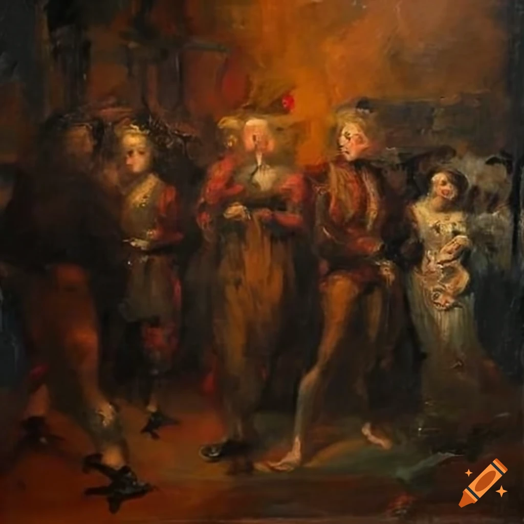 Abstract expressionistic oil painting with unique composition and ...