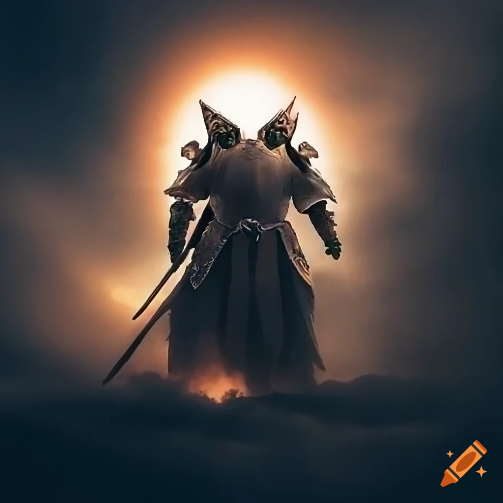 Sun in cloud armor double-wielding on Craiyon