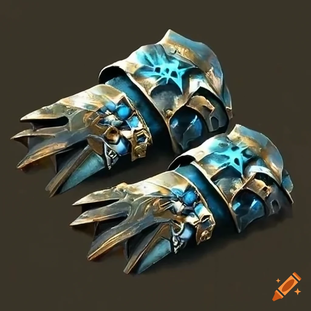 Adorned magic battle iron gauntlets with clear fingers on Craiyon