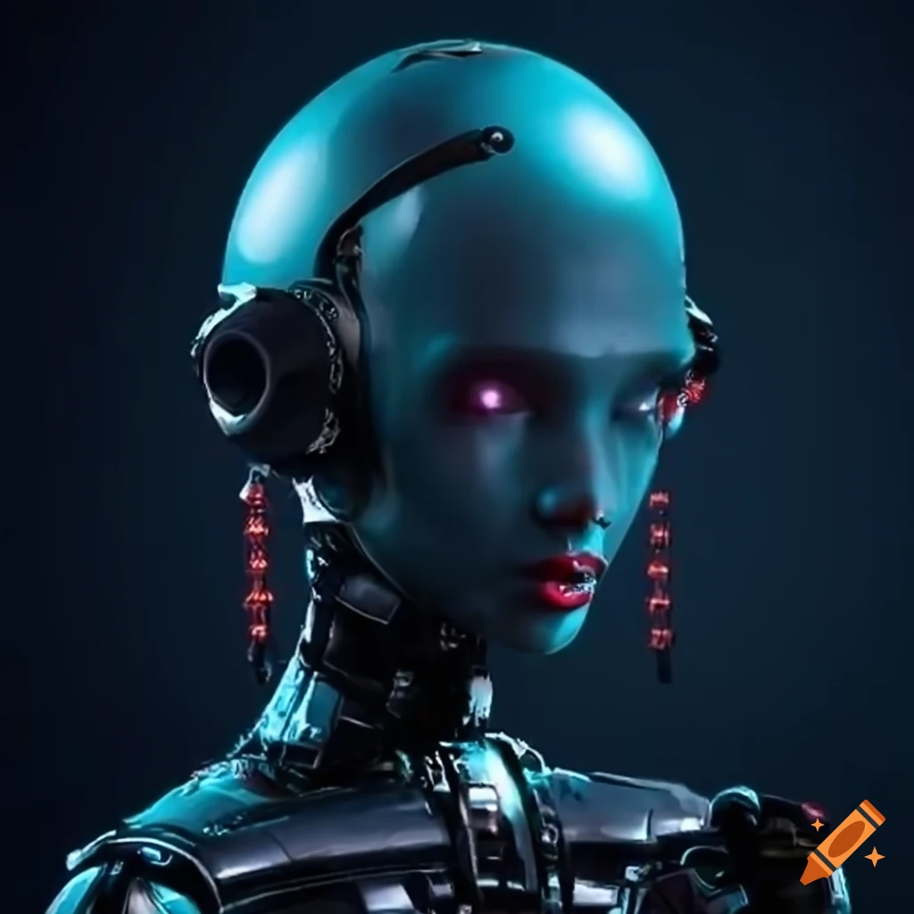 Futuristic robot with rebel punk aesthetic in mid-air on Craiyon