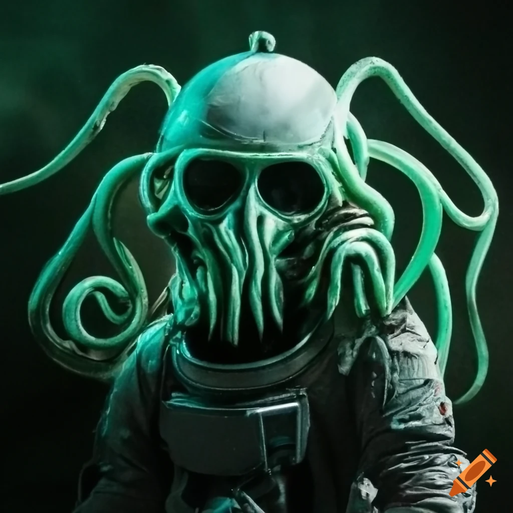 Creepy astronaut monster with tentacles and helmet in Lovecraftian ...