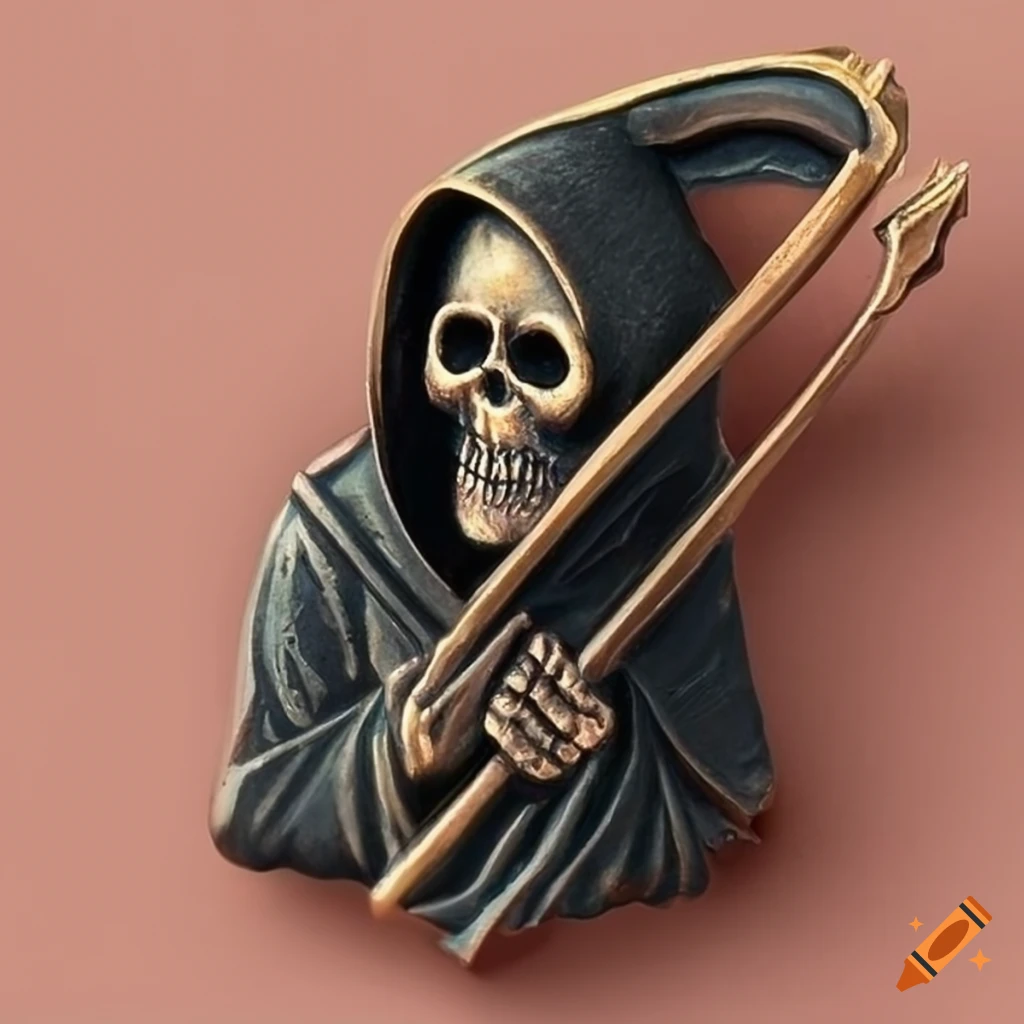 Bronze grim reaper military pin design on Craiyon