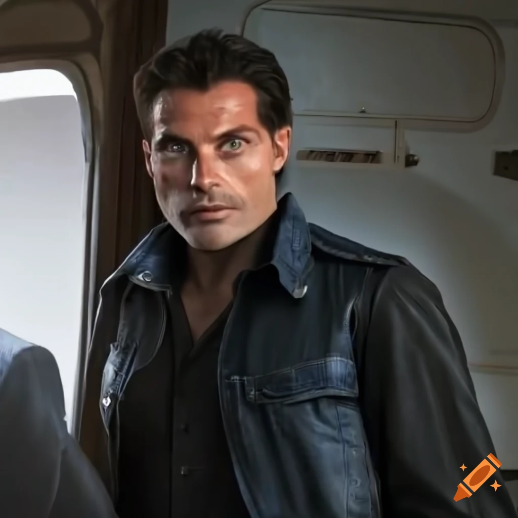 Photorealistic close-up of a young man in outlaw biker style on Craiyon