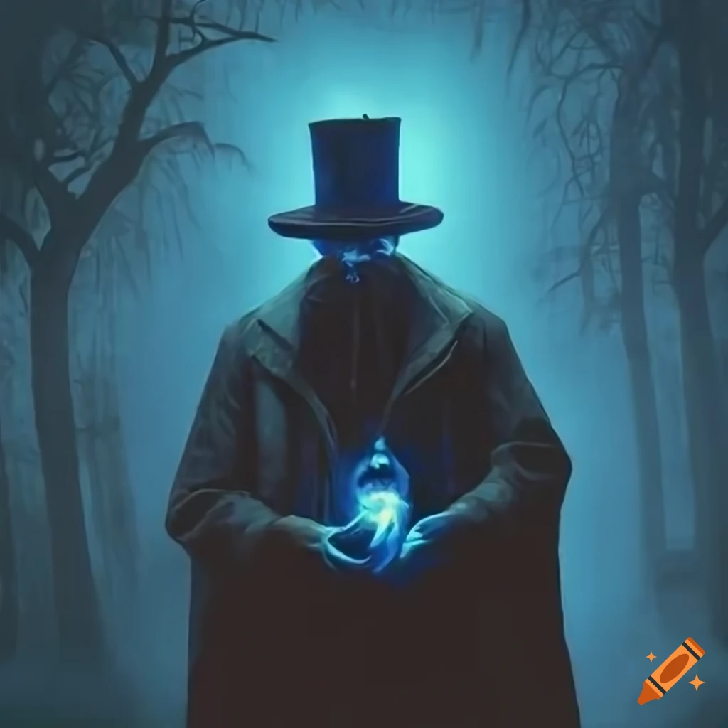 Man with glowing lantern in a spooky graveyard setting on Craiyon