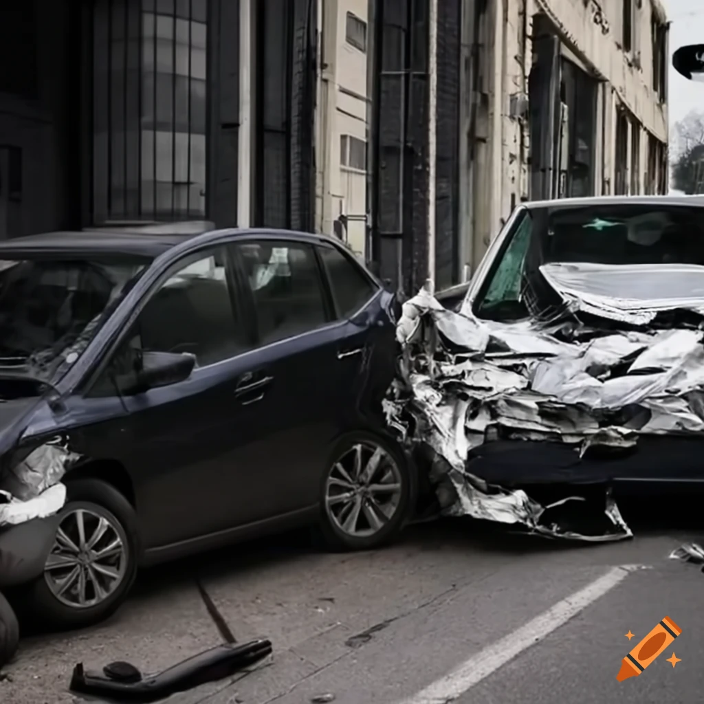Car accident scene with insurance agent and customer shaking hands on ...