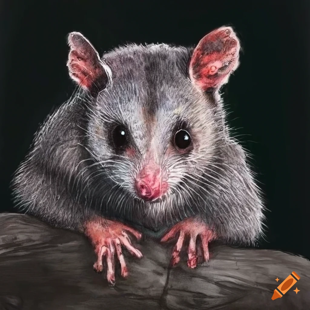 Detailed and expressive pencil drawing of an Australian possum on Craiyon