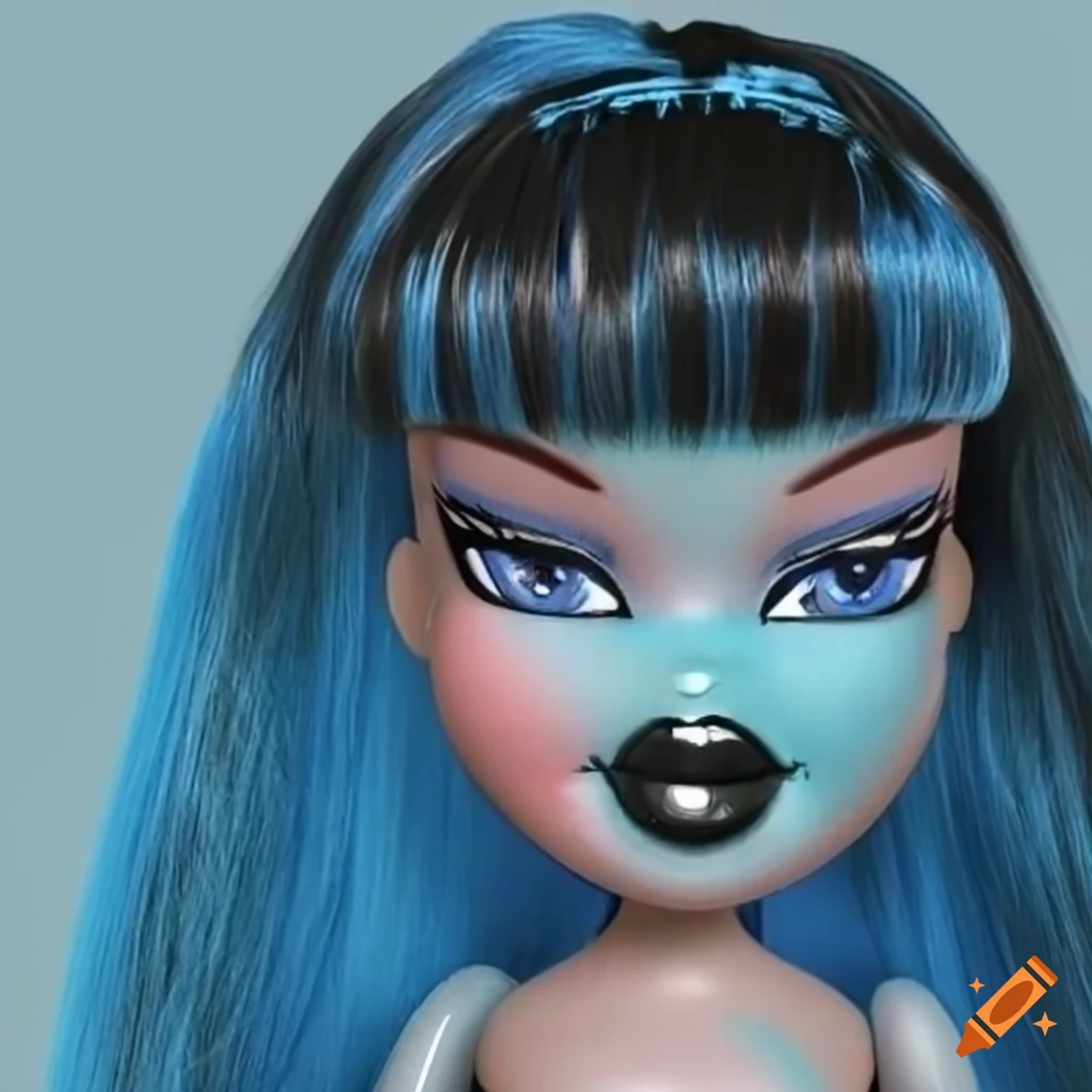 Blue-eyed Bratz doll with split dyed hair in blue and black, 3D ...