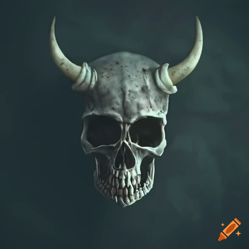 Ominous horned skull monster symbol with pagan aesthetics on Craiyon