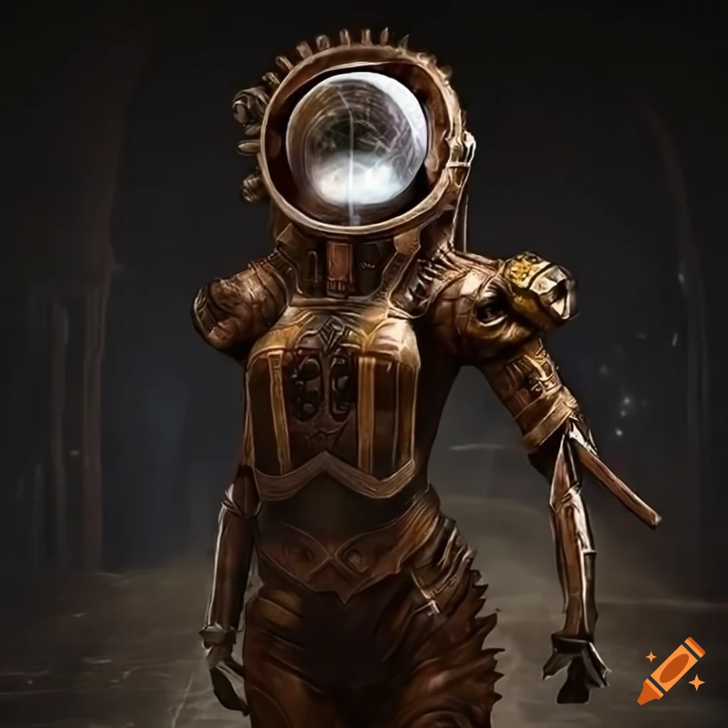 Steampunk void mage biomechanical space suit design on Craiyon