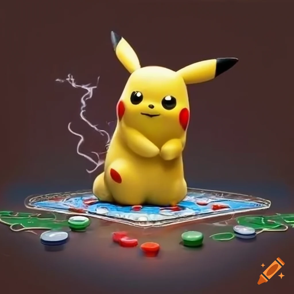 Board game with kimble, risk, monopoly, poker elements and a pikachu on ...