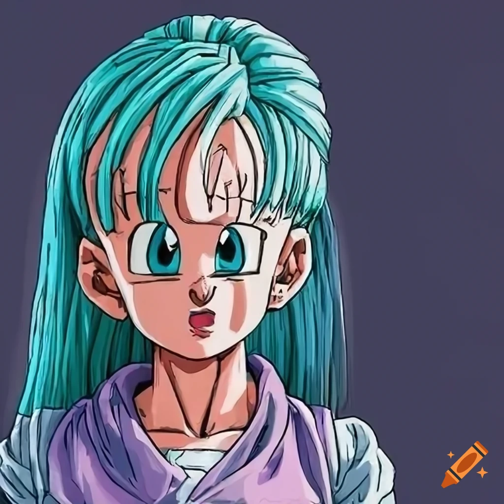 Artistic rendering of the classic Bulma character from Dragon Ball on Craiyon