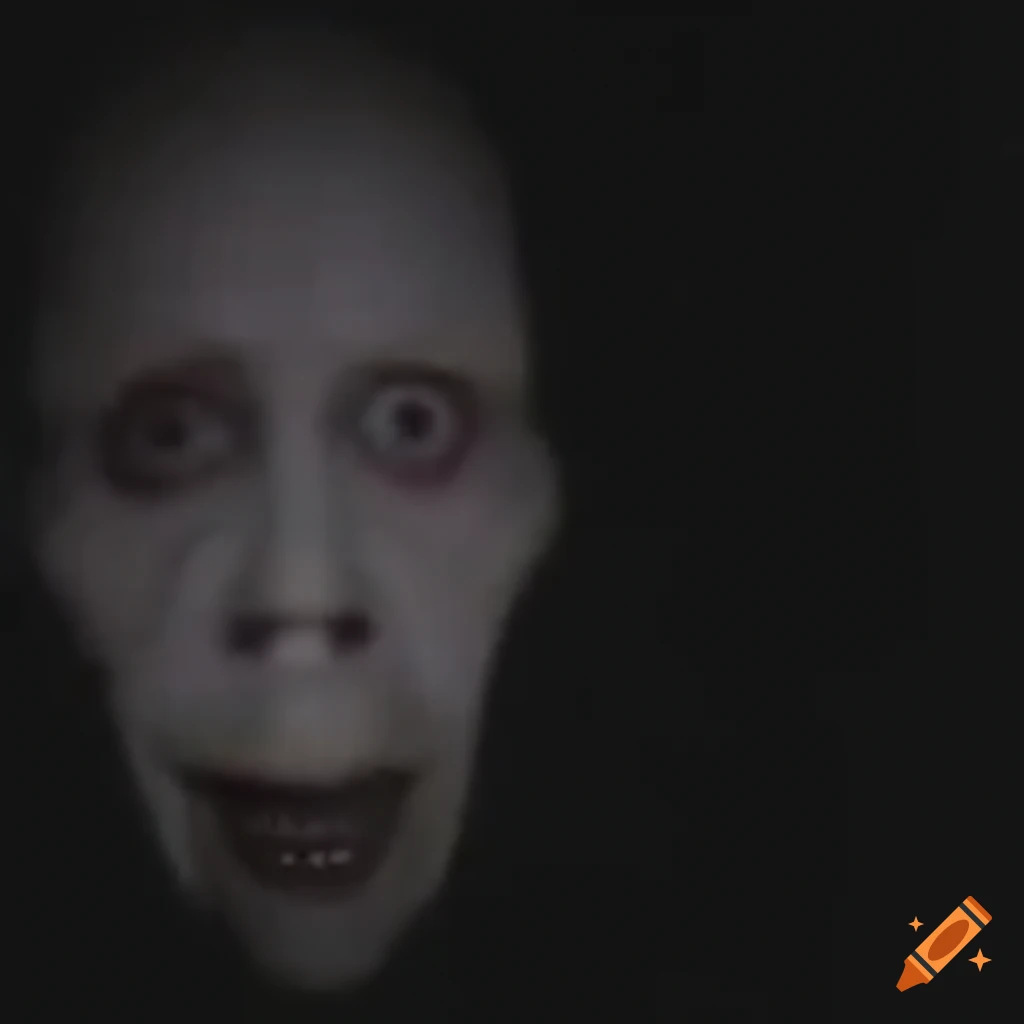 Mysterious spooky man with elongated face behind crack door at night in ...