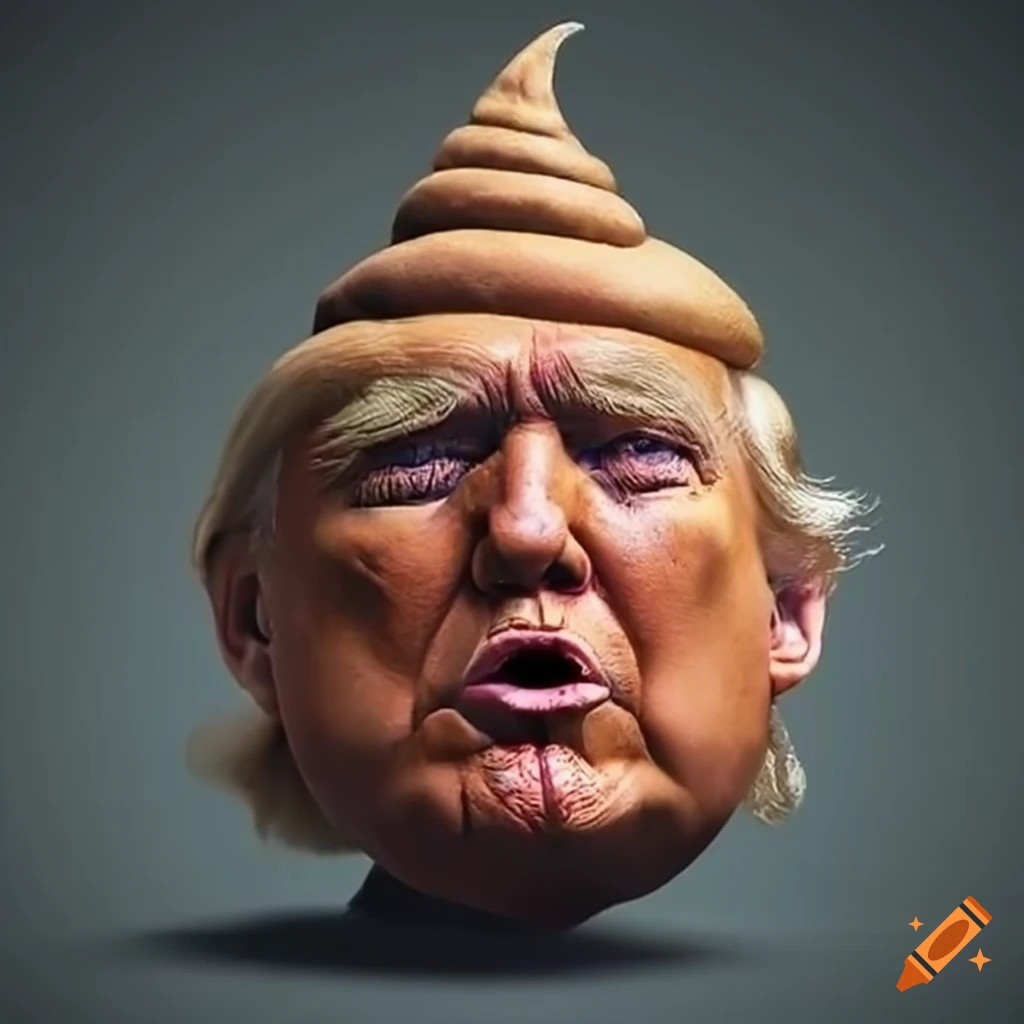 Satirical portrayal of a pile of poop with a famous face on Craiyon