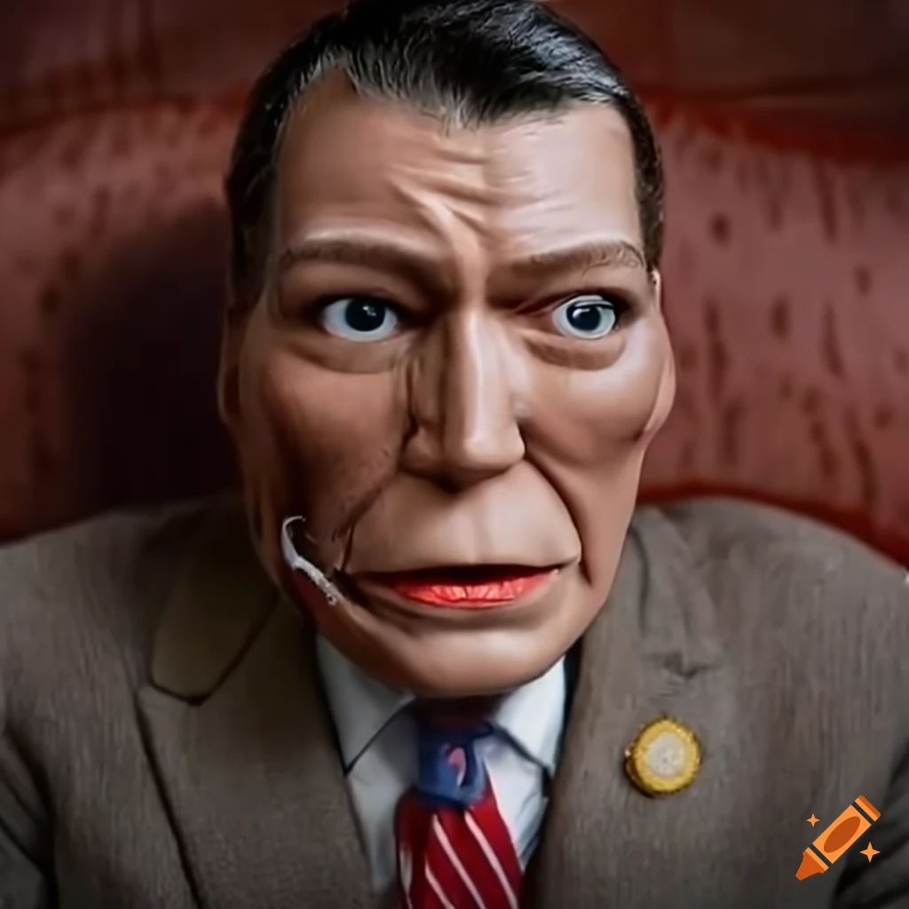 Satirical image of rep. ronny jackson as a ventriloquist dummy in a ...