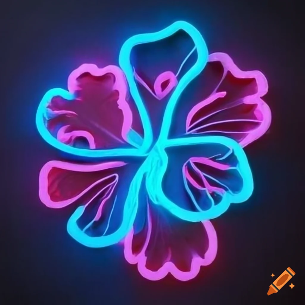 Neon wild hibiscus flower on Craiyon