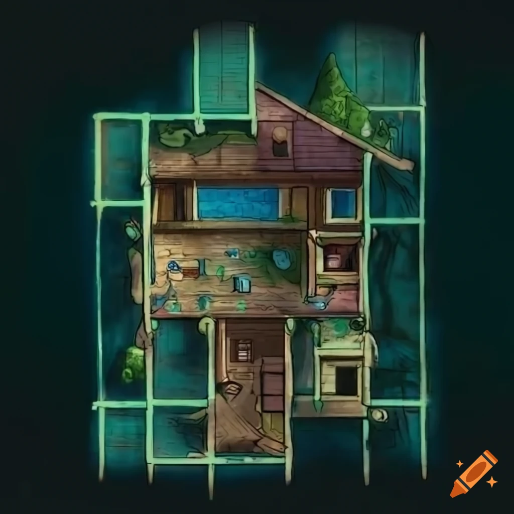 Grid map of a house with multiple rooms including a secret room and a ...
