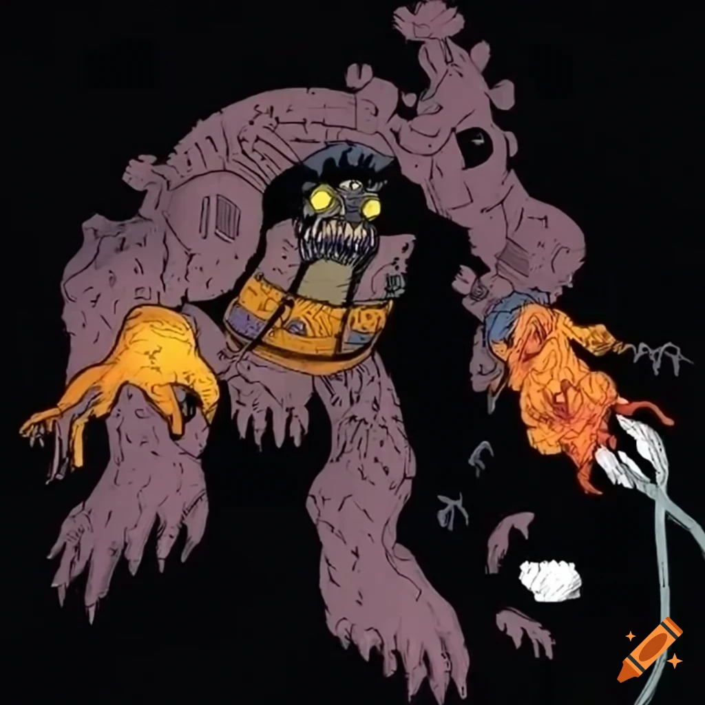 Spaceships battling giant mutant monsters in a 60s comic style scene on ...