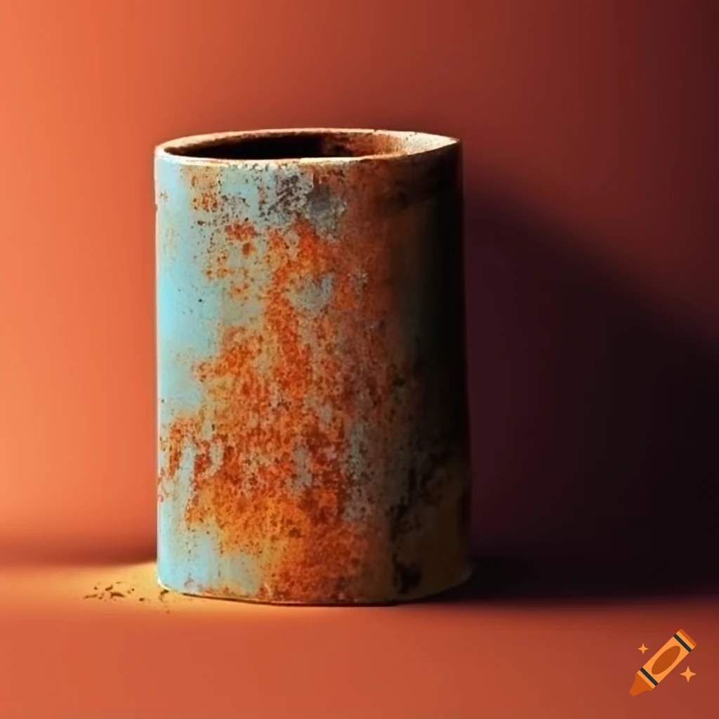 Rusted cylindrical metal piece being sanded with sandpaper on Craiyon