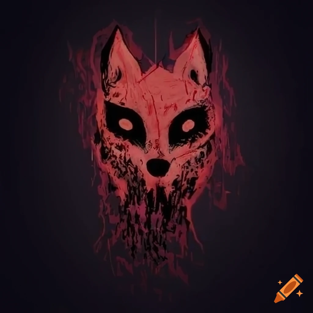 "dead city in delirium" logo font with kitsune horror theme on Craiyon