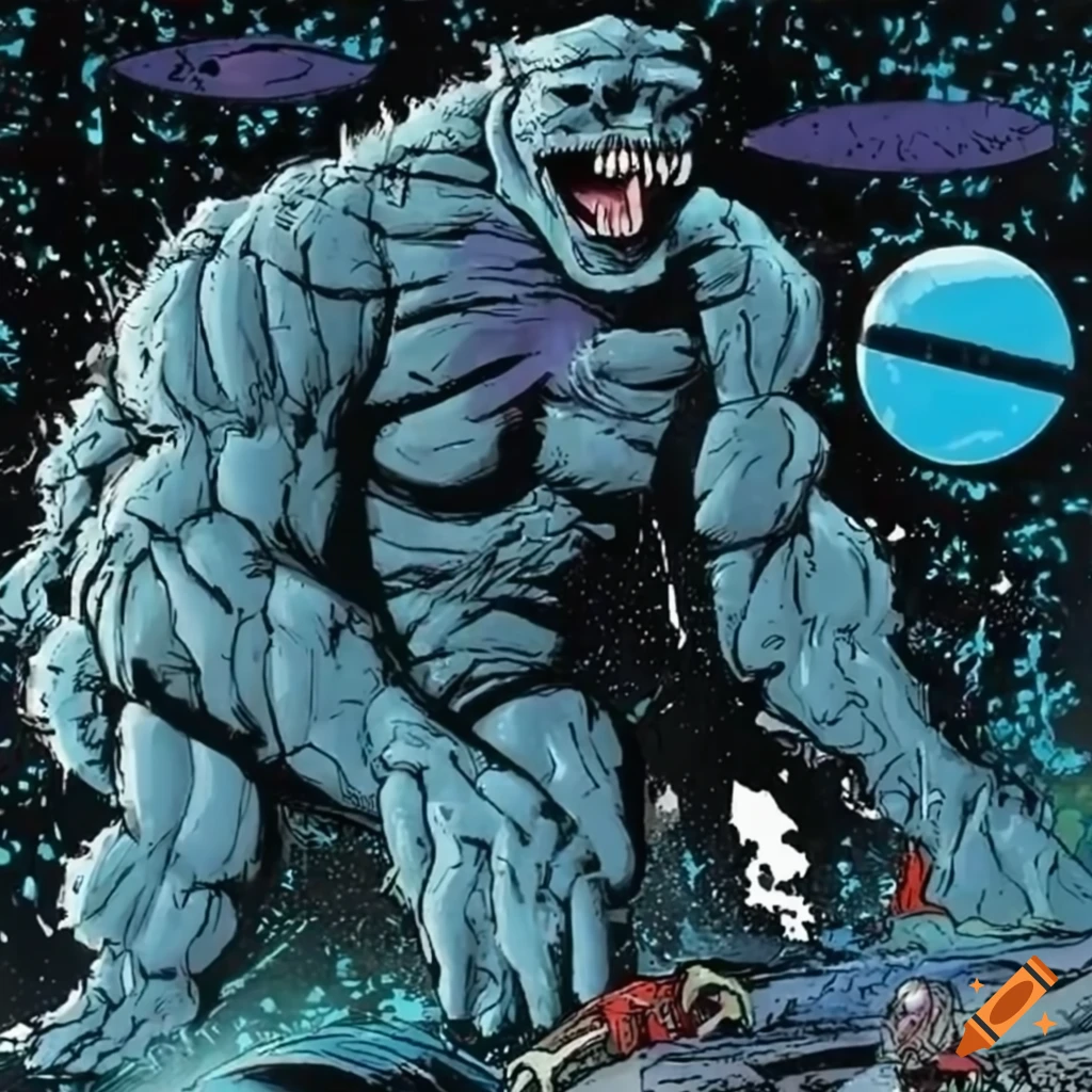 Spaceships battling giant mutant monsters in a 60s comic style scene on ...