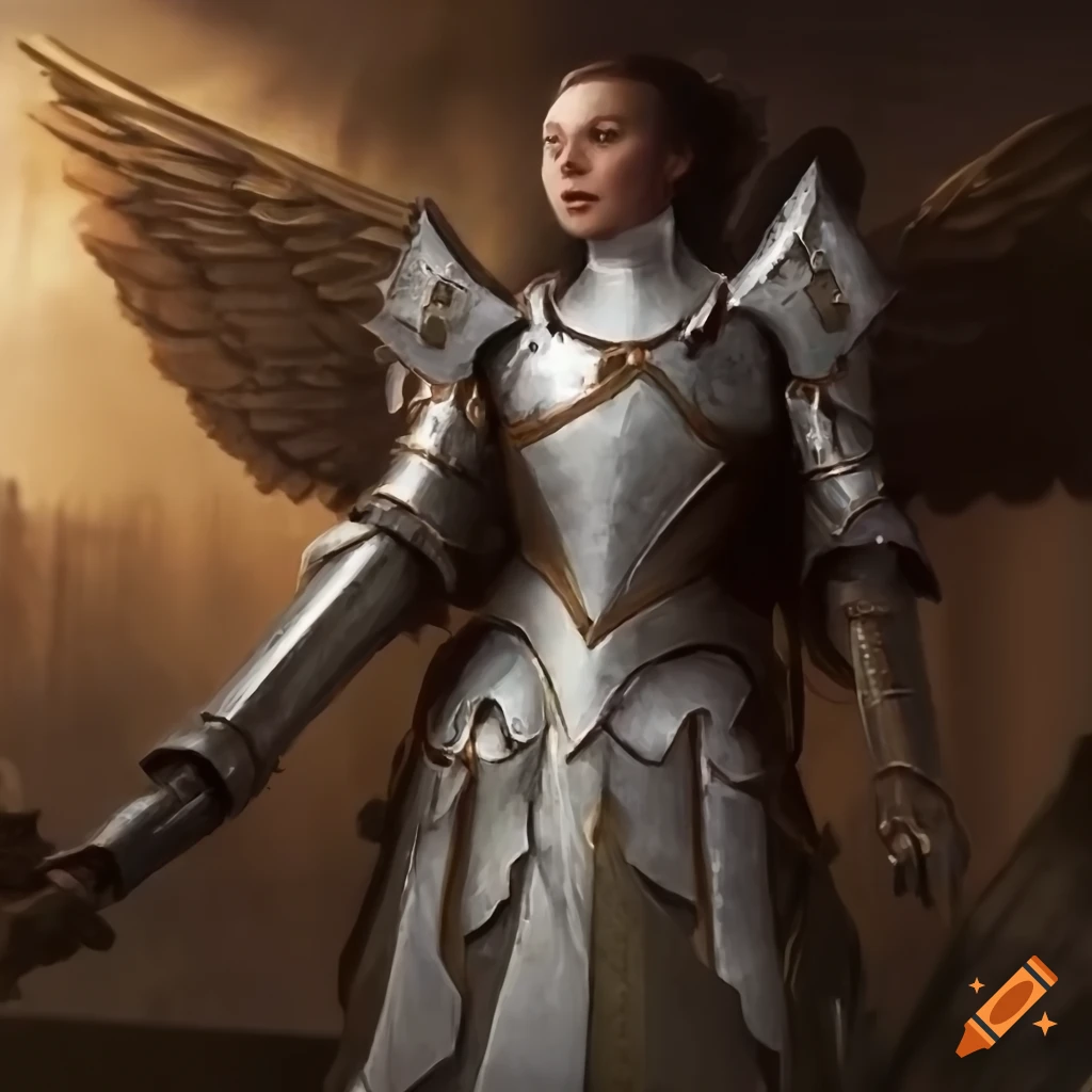 War angel Aziraphel in shiny white plate armor from Magic: The ...