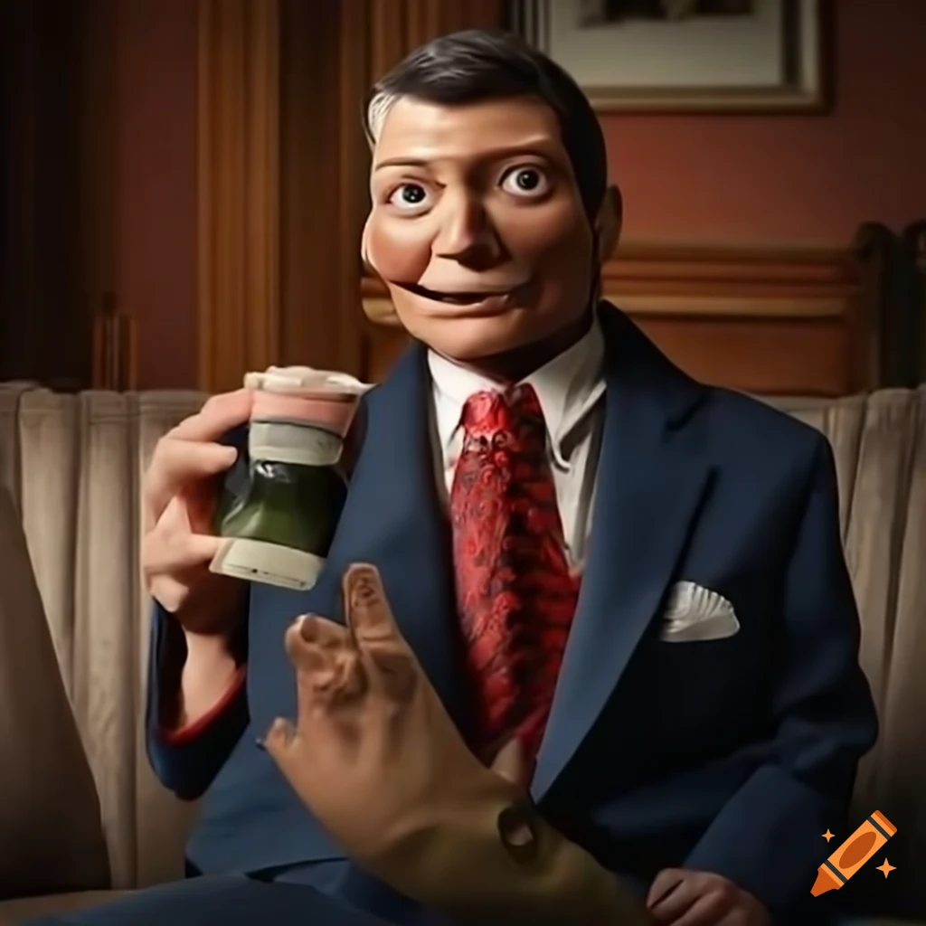 Satirical depiction of Rep. Ronny Jackson as a ventriloquist dummy in a ...