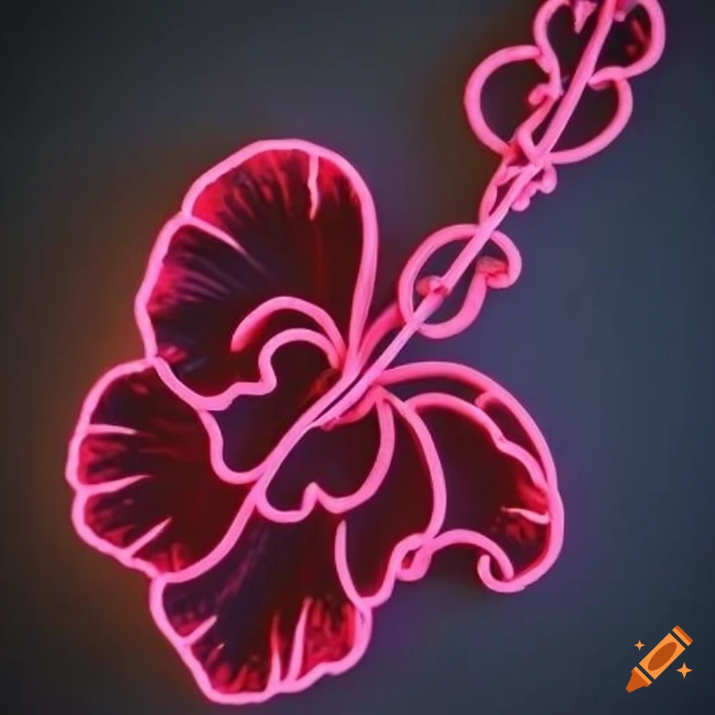 Neon wild hibiscus flower on Craiyon