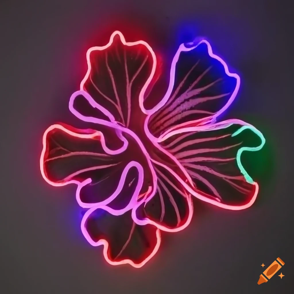 Neon wild hibiscus flower on Craiyon