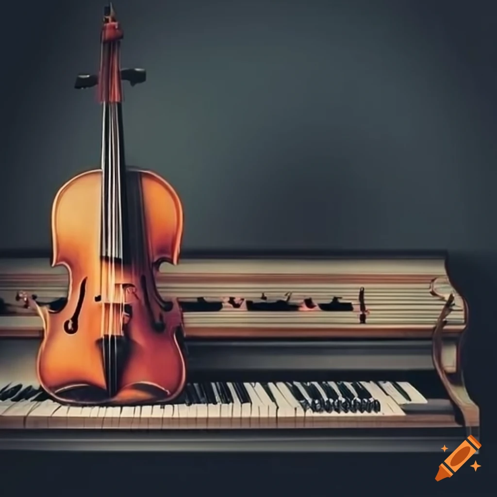 Classic music scene with piano and violin adding a touch of elegance on ...