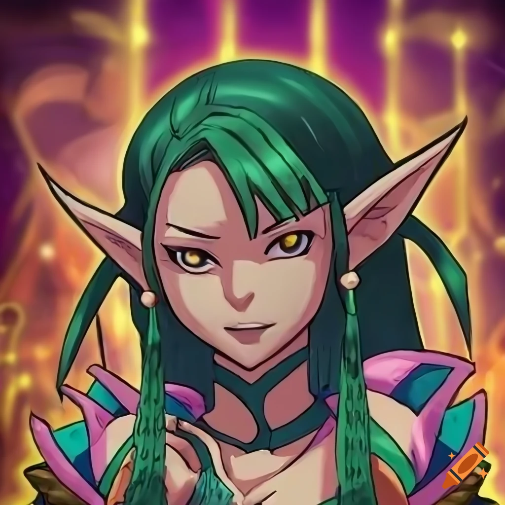 Black Skinned Elf In Insect Themed Dress Inspired By Yu Gi Oh Card Style On Craiyon