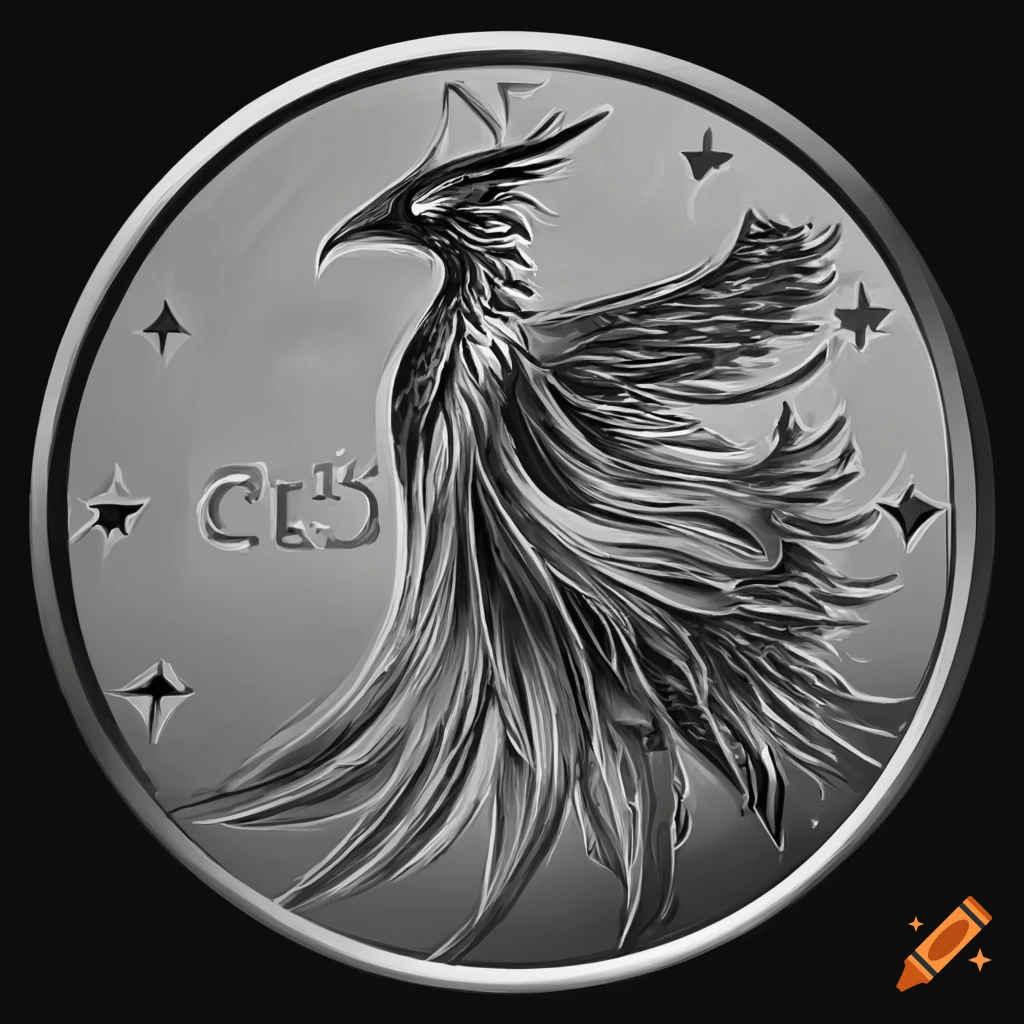 Stylized phoenix on a euro coin illustration on Craiyon