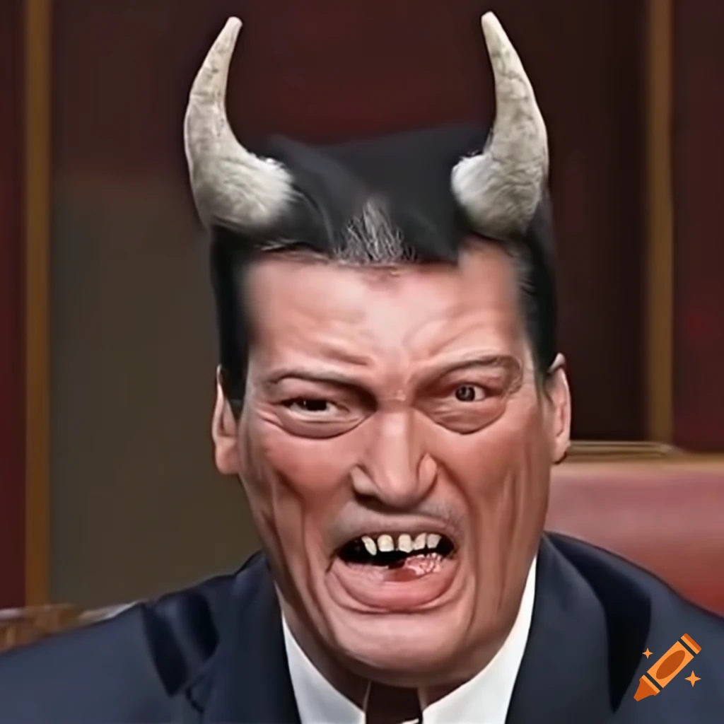 Satirical image of rep. ronny jackson in a fur hat with horns on Craiyon