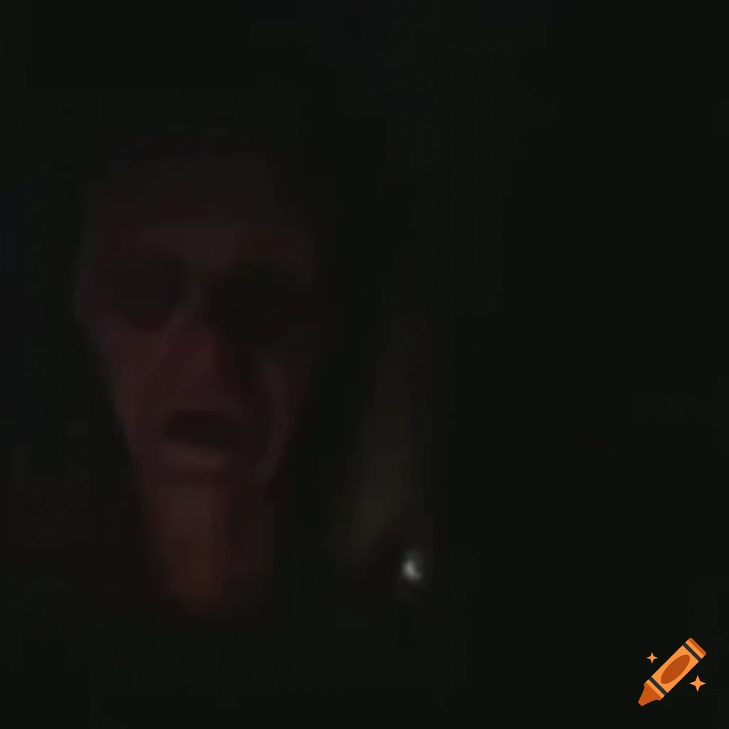 Grainy vhs footage of an odd spooky man with twisted elongated face at ...