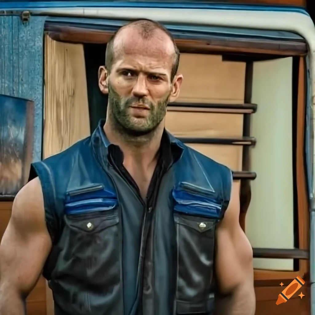 Young British actor in outlaw biker style sitting in a caravan trailer ...