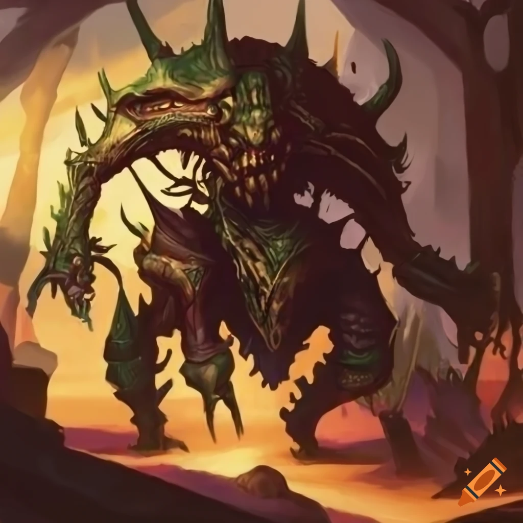 Character named Dreadwall That Scyther in MTG art style on Craiyon