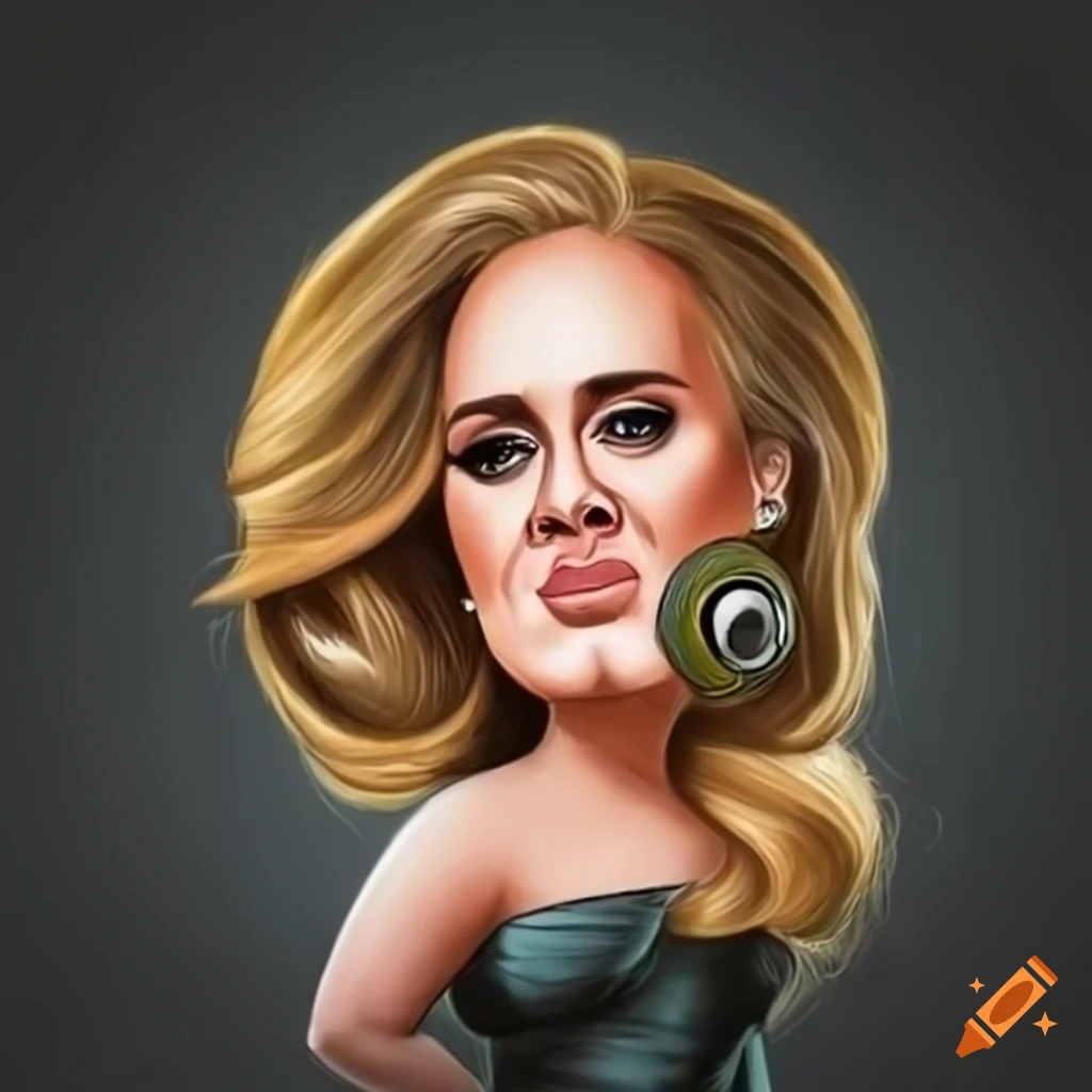 Adele caricature singing to gorillas on Craiyon