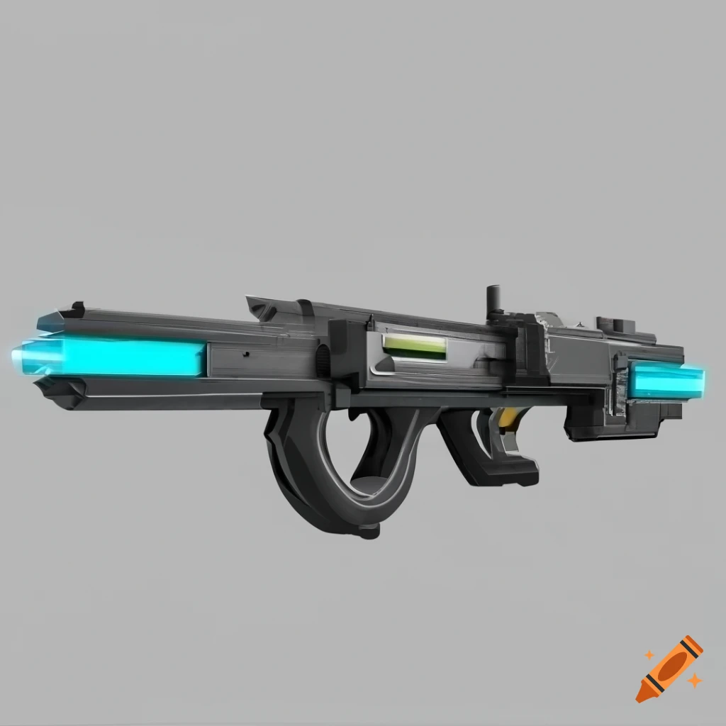 Powerful bare metal sci-fi railgun on a white background on Craiyon