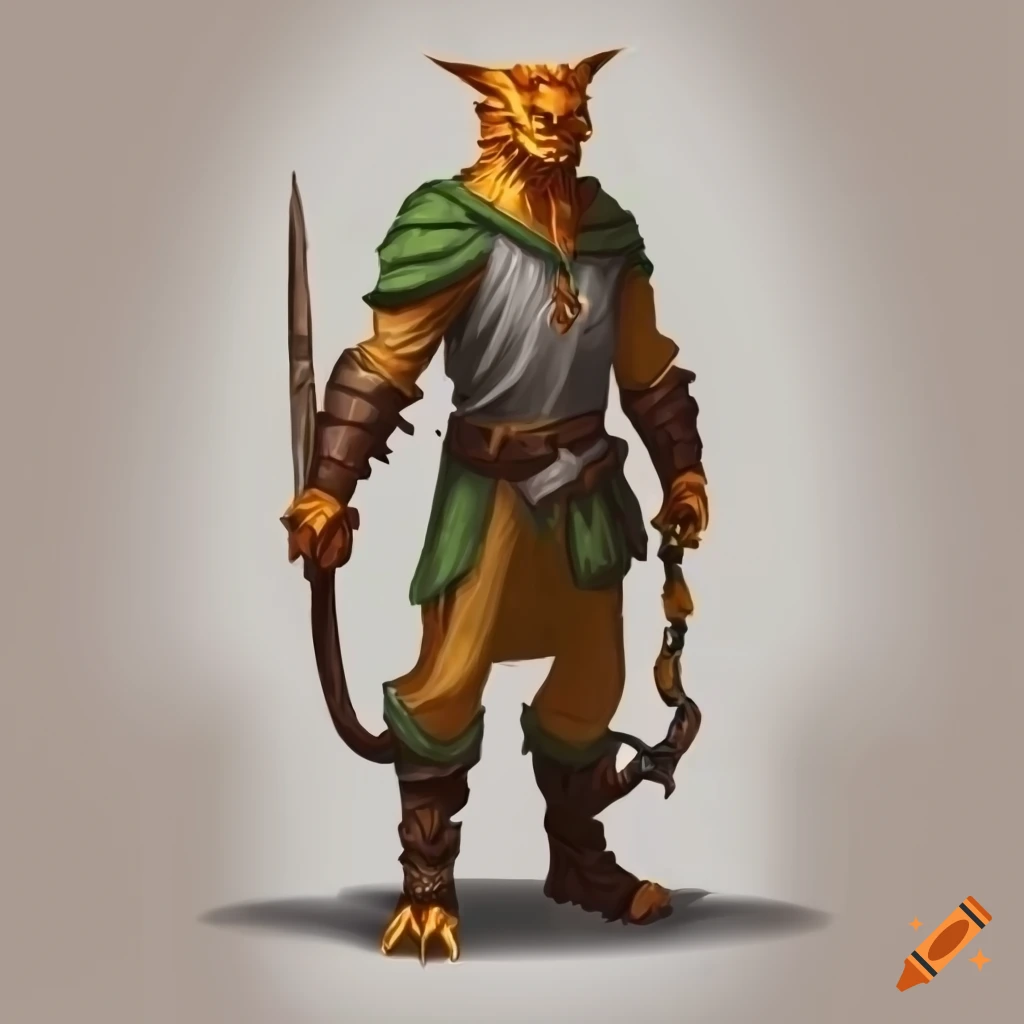 Dragonborn warlock with gold skin and peasant tunic in Dungeons and ...